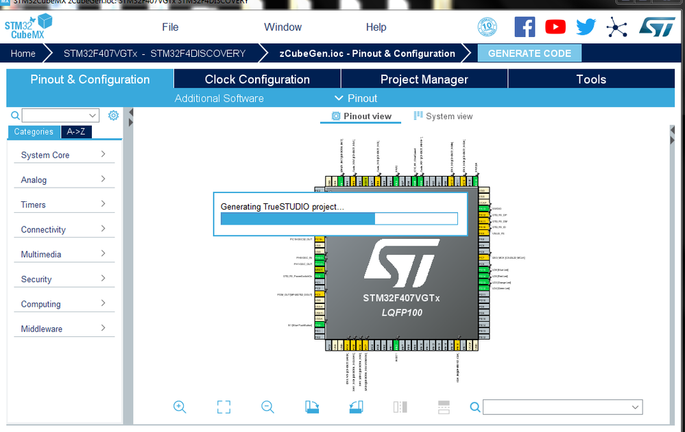 Solved: STM32CubeMX 5.6.0 (latest) Code Generation Freezes ... Solved: STM32CubeMX 5.6.0 (latest) Code Generation Freezes ...