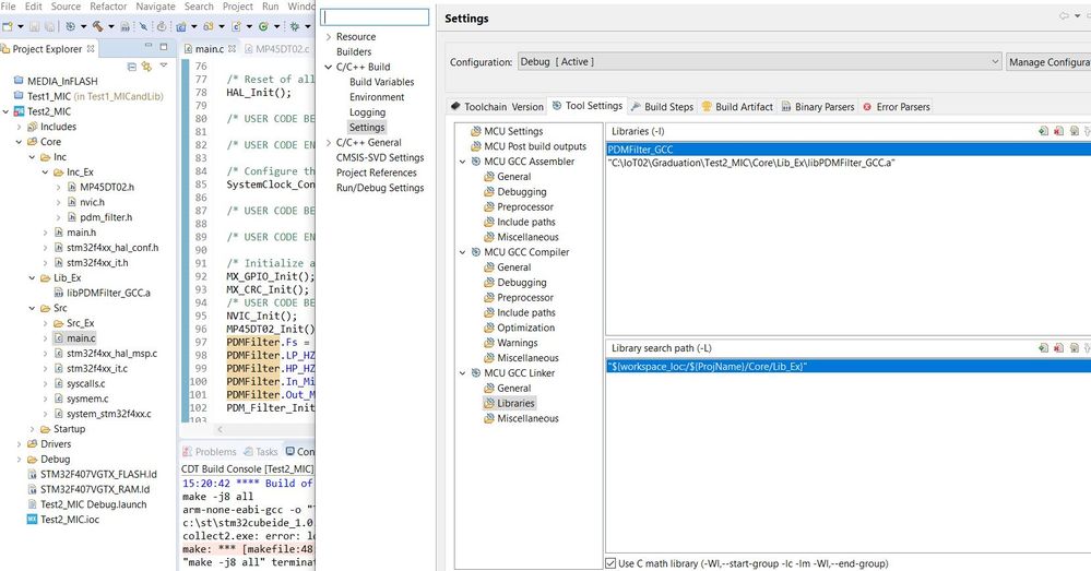 STM32CubeIDE can't find DSP static library - STMicroelectronics Community STM32CubeIDE can't find DSP static library - STMicroelectronics Community