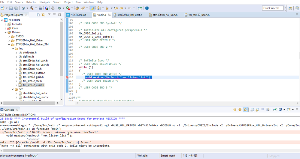 unknown type name NexTouch - STMicroelectronics Community