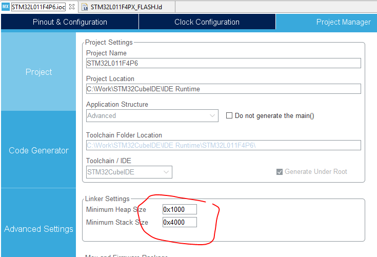 STM32CubeMX file => linker script file not generat ... STM32CubeMX file => linker script file not generat ...