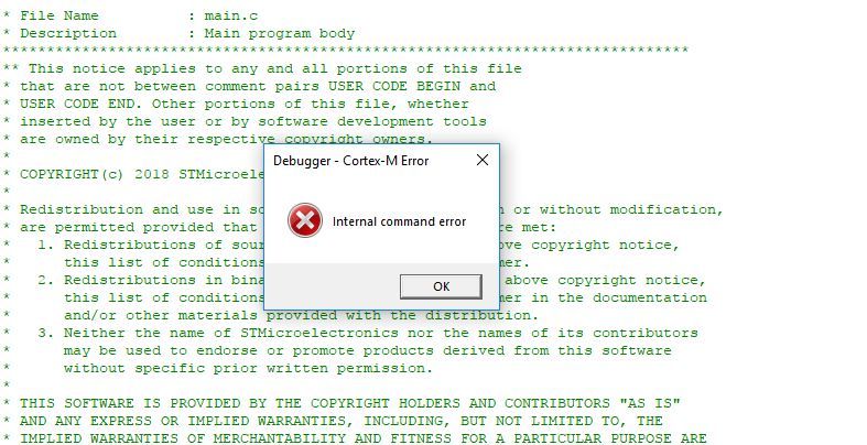 ST-Link: internal command error - STMicroelectronics Community ST-Link: internal command error - STMicroelectronics Community