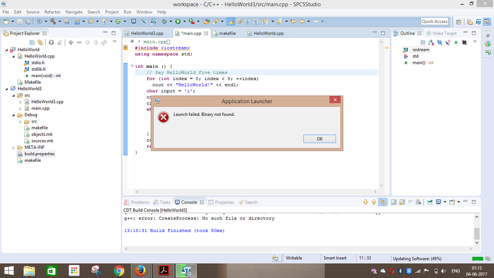 Solved: Hello, I am stucked at an error in SPC5 Studio,bec... - STMicroelectronics Community