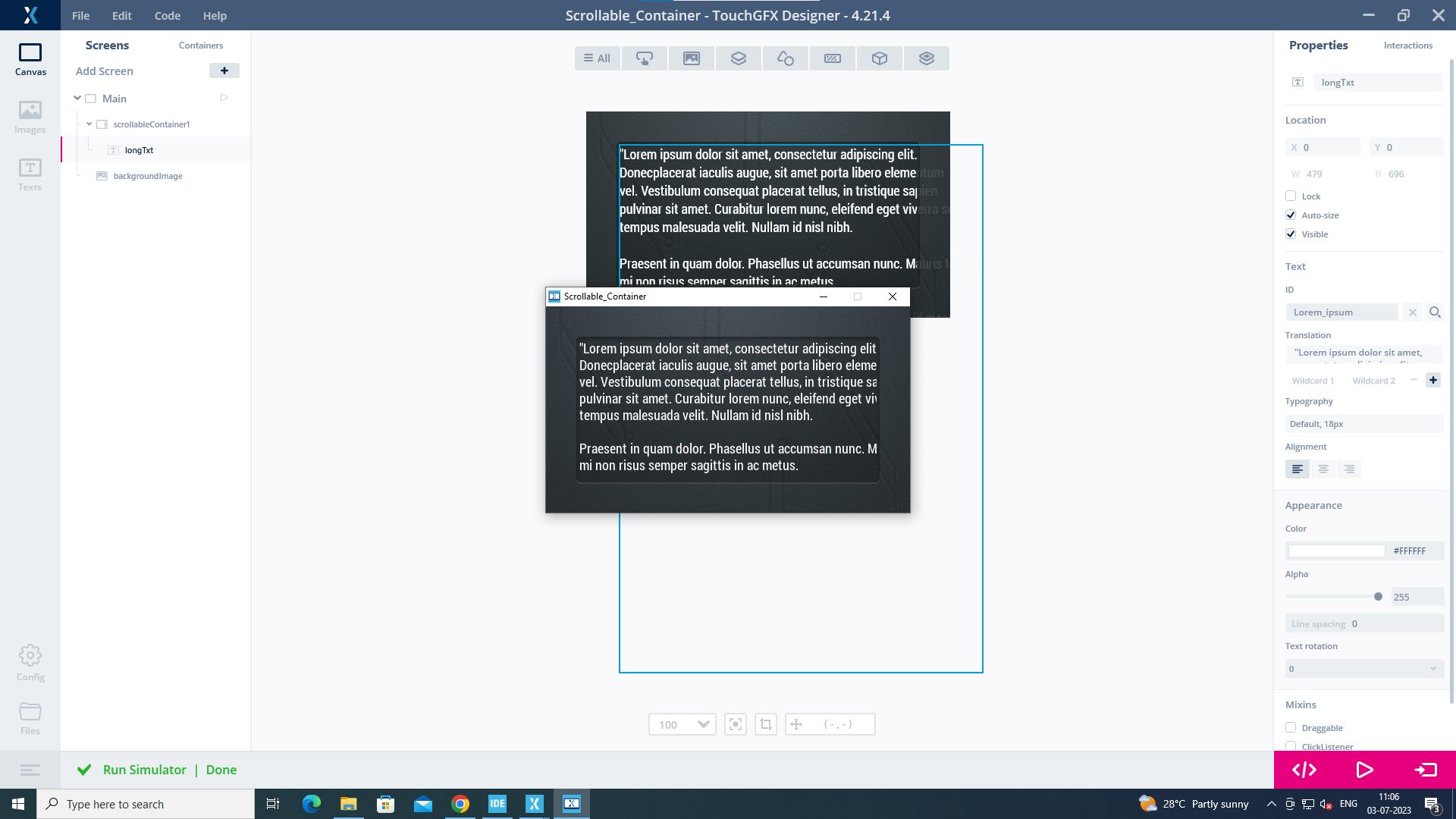 How the Image is scrolled using the Scrollable Con ...