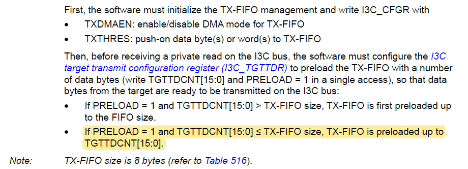 Solved: STM32H503RB I3C Target TX-FIFO Size Question - STMicroelectronics Community