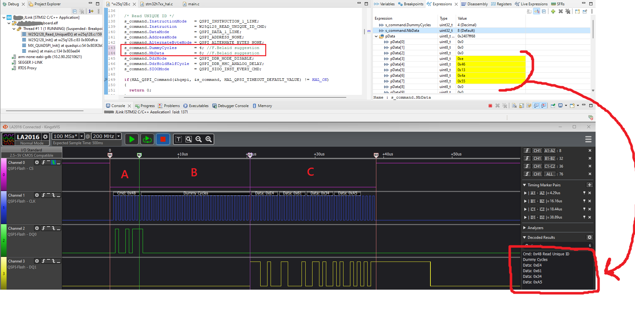 Solved: QSPI - Read UNIQUE ID from W25Qxx NOR memory - STMicroelectronics Community
