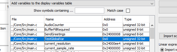 Solved: STM-Studio Import Variables fails - STMicroelectronics Community