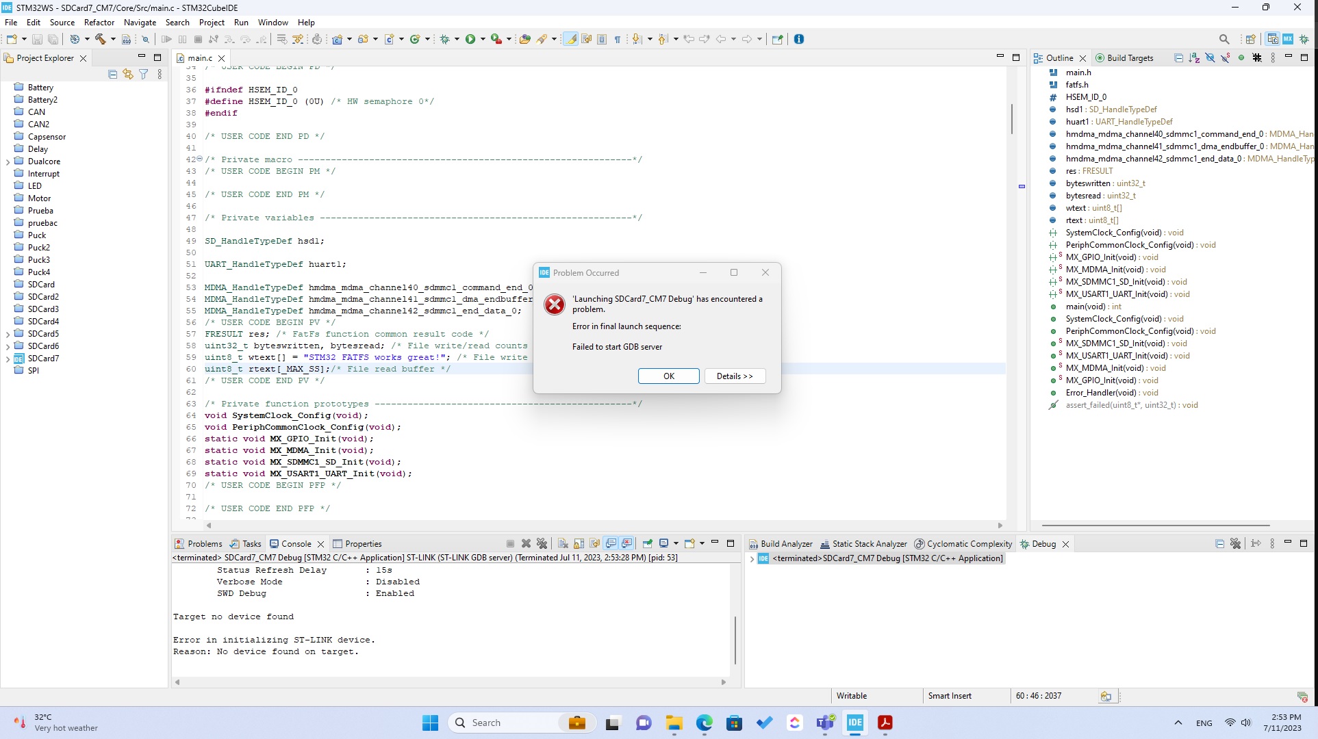 Failed To Start Gbd Server Stmicroelectronics Community 