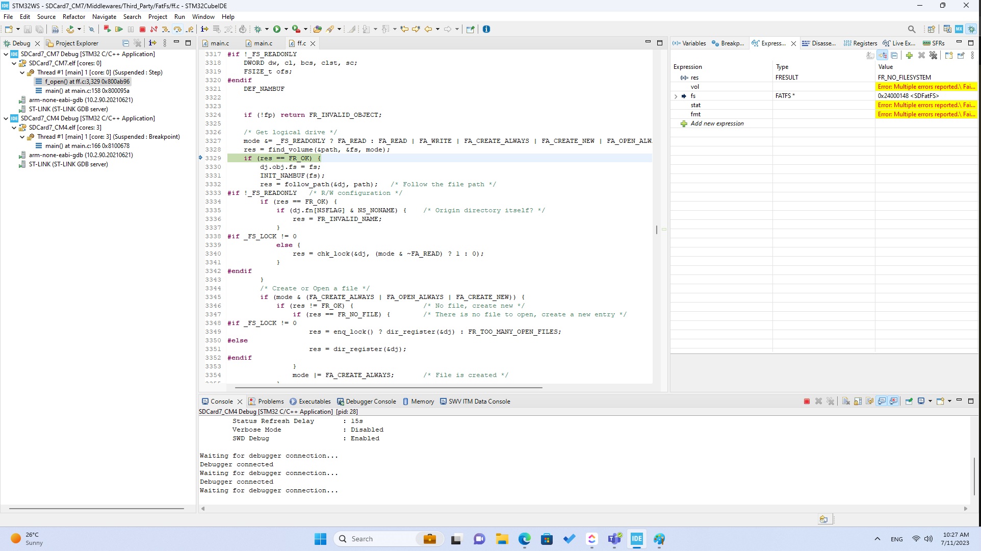 Solved Sdmmc Frnofilesystem Stm32h7 Stmicroelectronics Community 