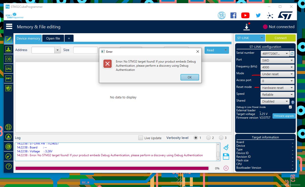 Can not connect STM32WB55CGU6 with ST link - STMicroelectronics Community