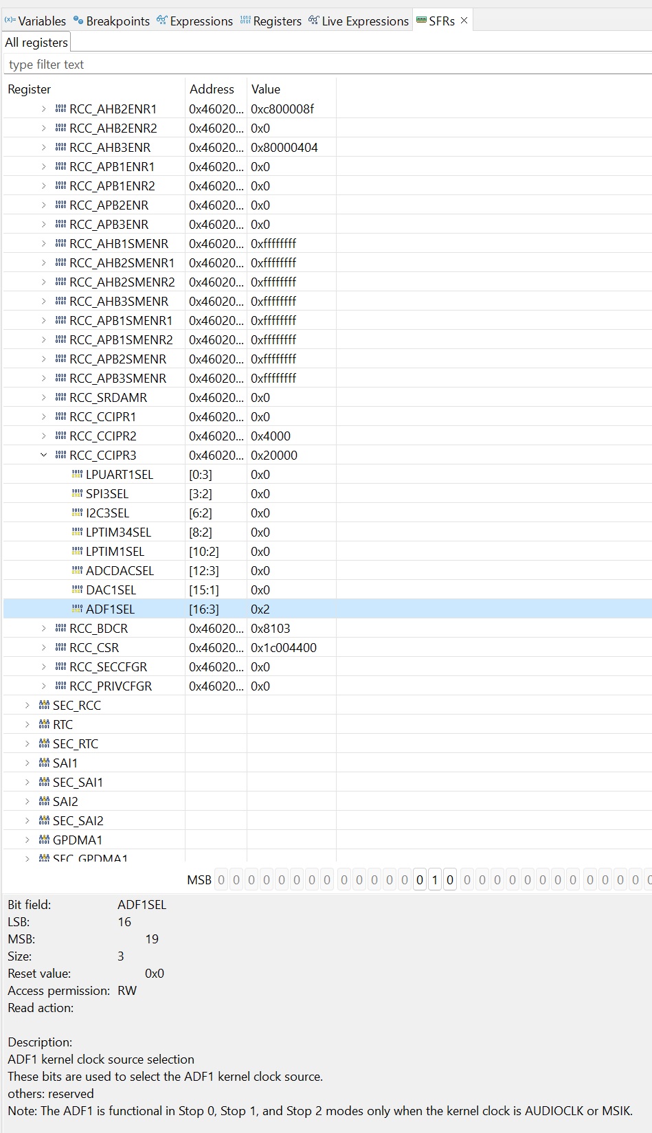 STM32U575: ADF1 does not work when selecting PLL3Q... - STMicroelectronics Community