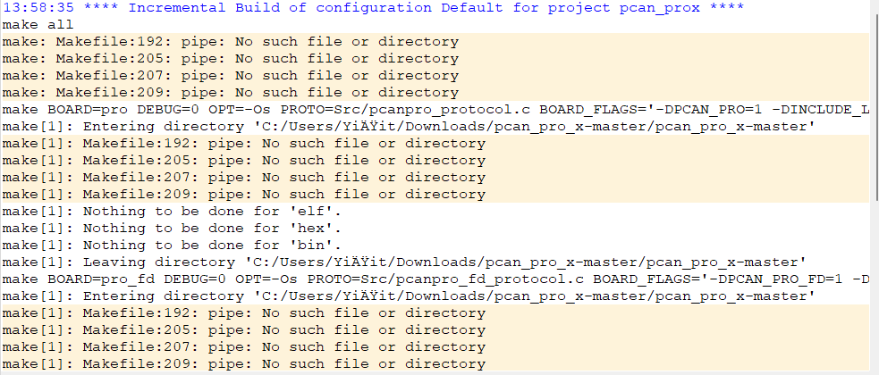 Makefile project "make[1]: Makefile:192: pipe: No ...