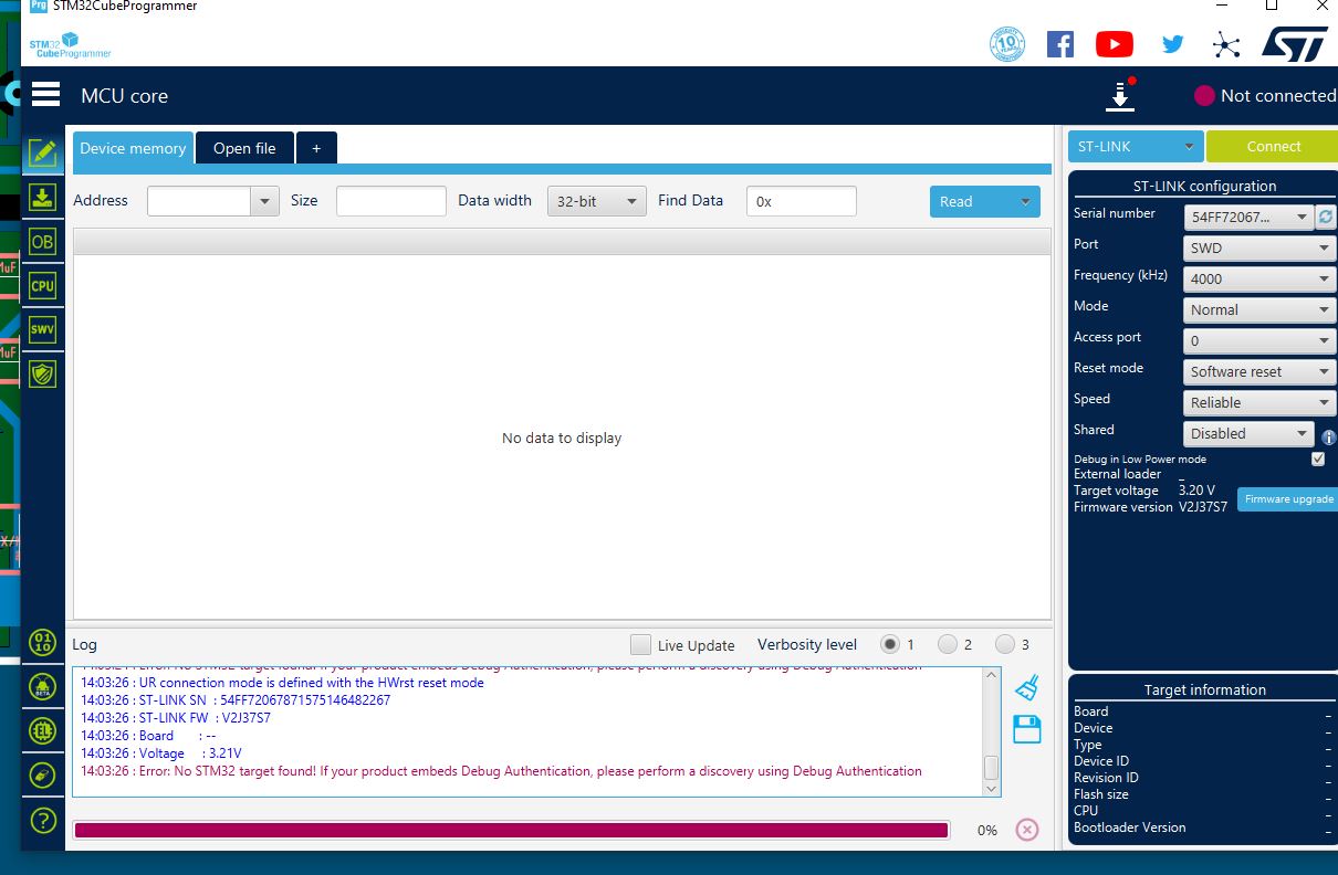 Can not connect STM32WB55CGU6 with ST link - STMicroelectronics Community
