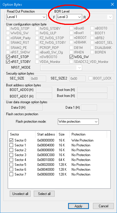 Cubeprogrammer Incorrectly Reads Out Displays Bor Stmicroelectronics Community