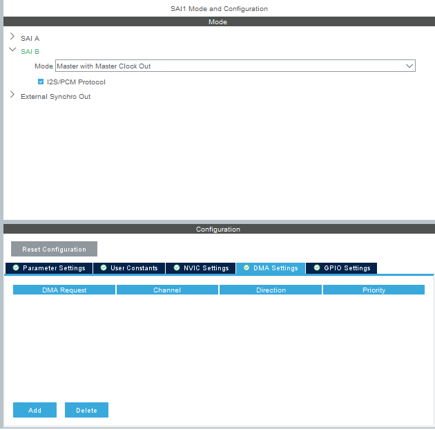 Solved Sai Configuration Of The Stm32l5xxx Board Stmicroelectronics Community