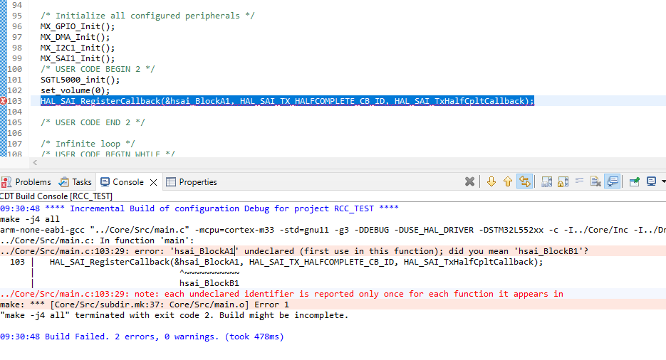 Solved Sai Configuration Of The Stm32l5xxx Board Stmicroelectronics