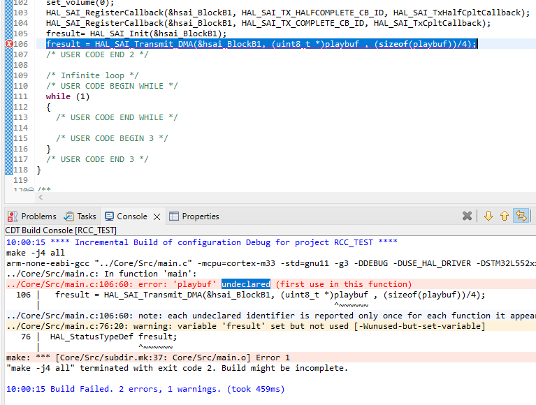 Solved Sai Configuration Of The Stm32l5xxx Board Stmicroelectronics