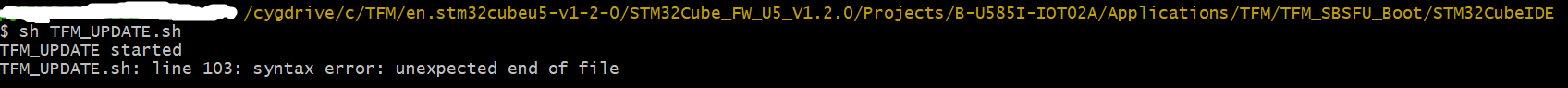 Solved: B-U585-IOT2A TF-M Update Script not Working on Win... - STMicroelectronics Community