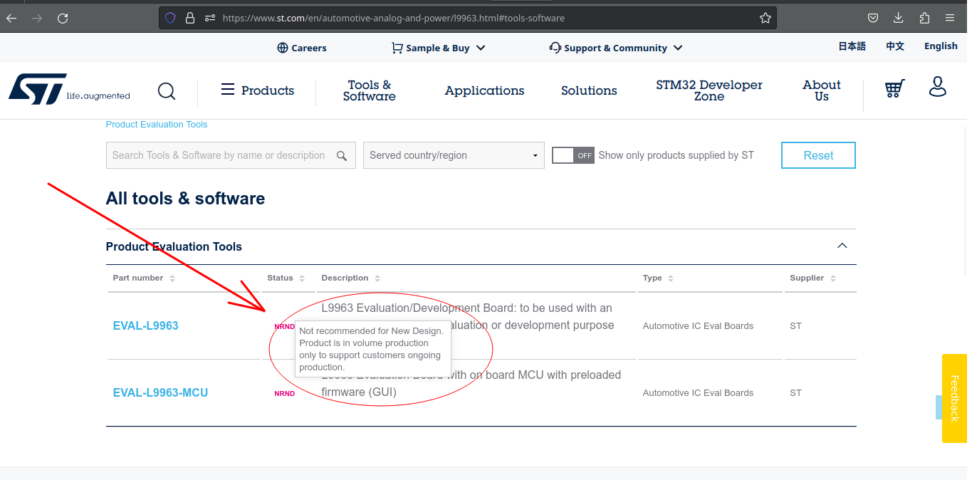 Not Recommended For New Designs Should Be On The Stmicroelectronics Community