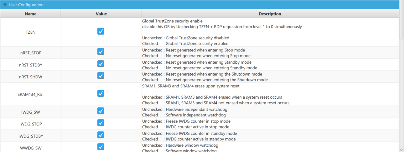 Solved: STM32U585 TZEN Program Error when reset command is... - STMicroelectronics Community