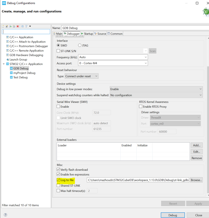Autostart Local Gdb Server Not Working Stmicroelectronics Community 