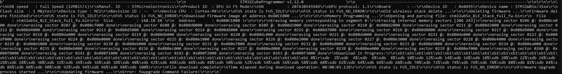Issue In Upgrading Ble Stack Using Cli Stmicroelectronics Community