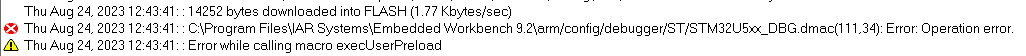 Debug Error When Connecting To Stm32u5 Stmicroelectronics Community