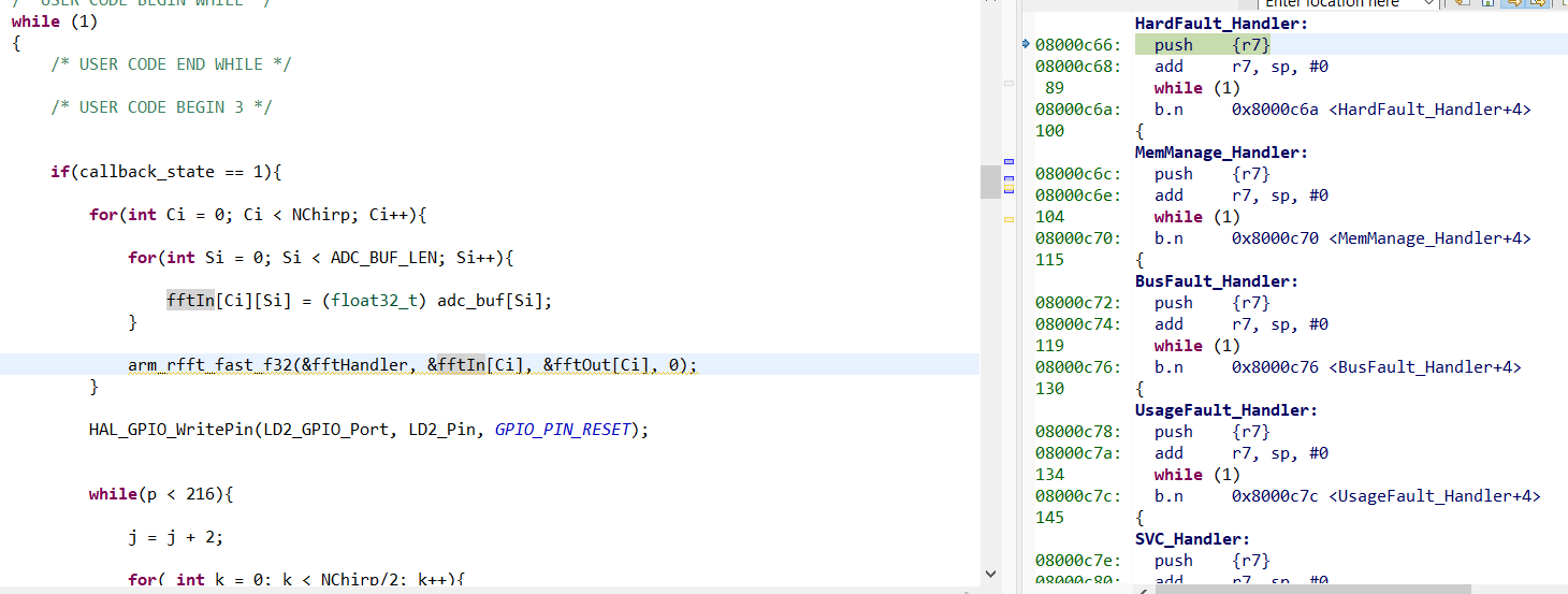 Hard Fault handler FFT - STMicroelectronics Community