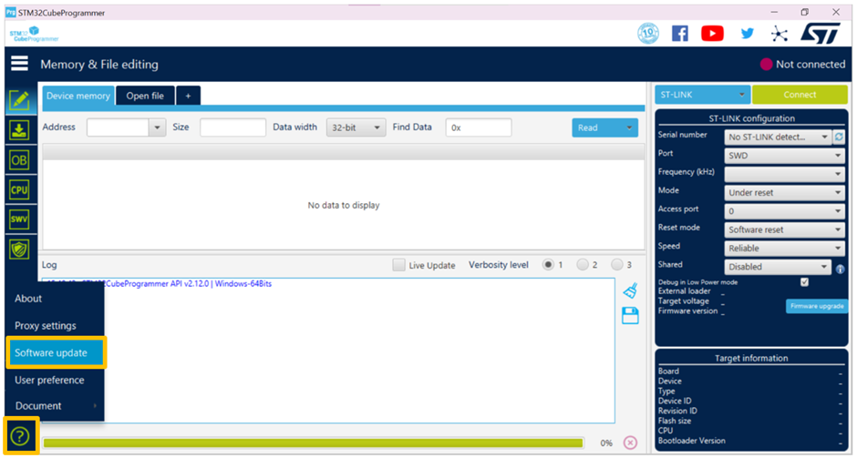 How Can I Use Stm32cubeprogrammer To Perform A Reg Stmicroelectronics Community