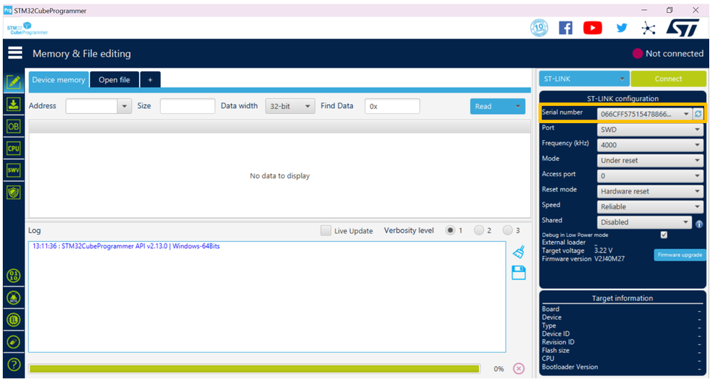 How Can I Use Stm32cubeprogrammer To Perform A Reg Stmicroelectronics Community