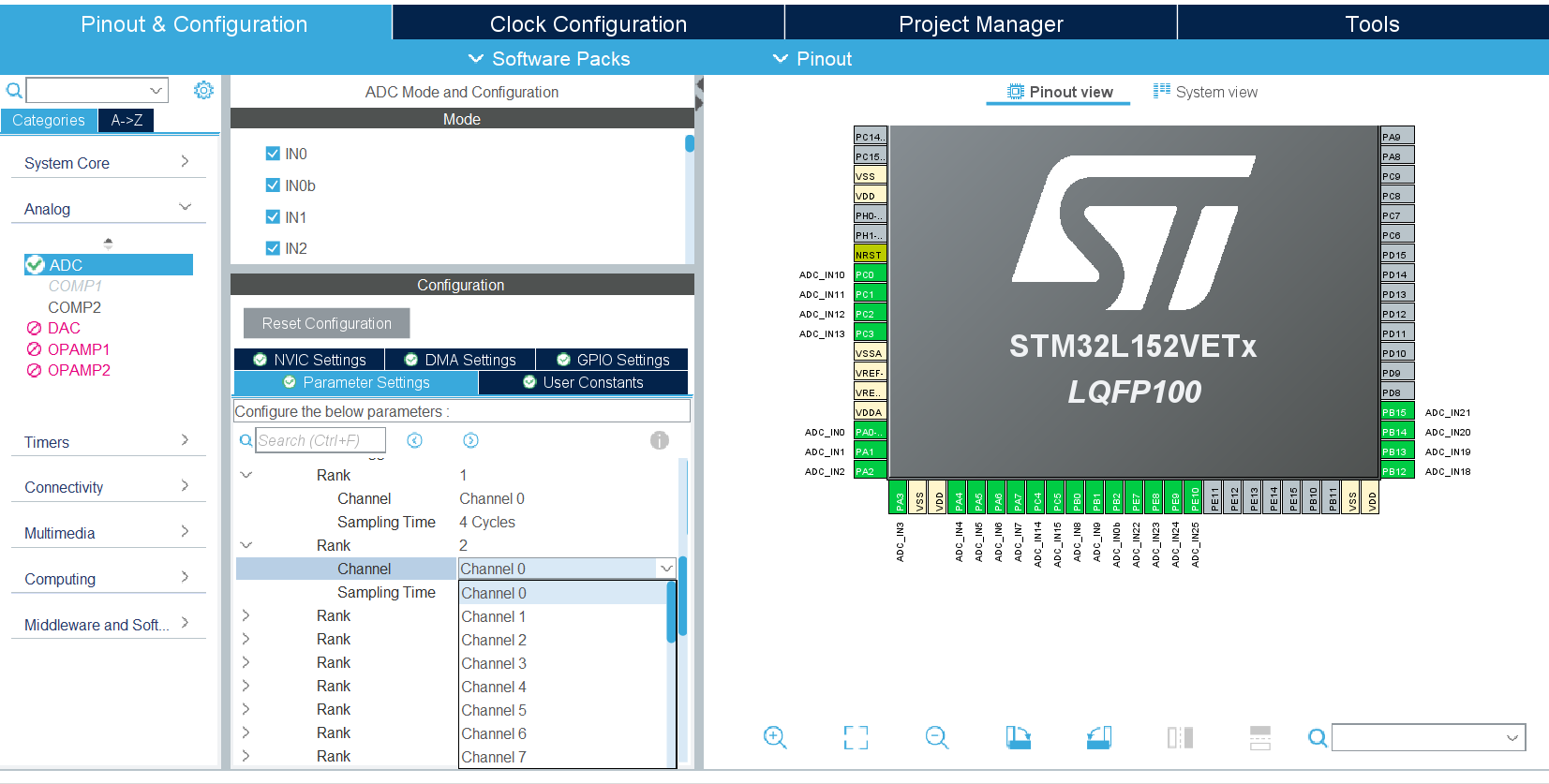 Solved: ADC STM32L152 with 25 channel - STMicroelectronics Community
