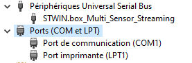 STWIN.box Virtual COM Port under Ports (COM & LPT) - STMicroelectronics Community