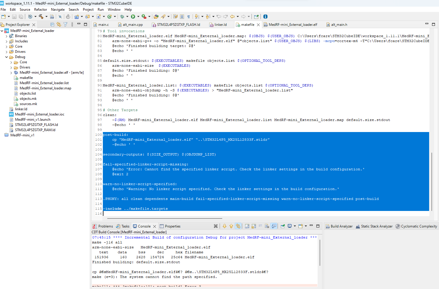 Generate External Loaderstldr Problem Cannot Stmicroelectronics Community 