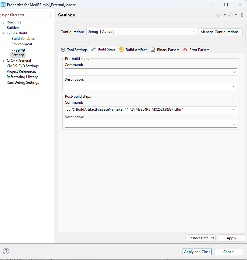 Generate External Loaderstldr Problem Cannot Stmicroelectronics Community 