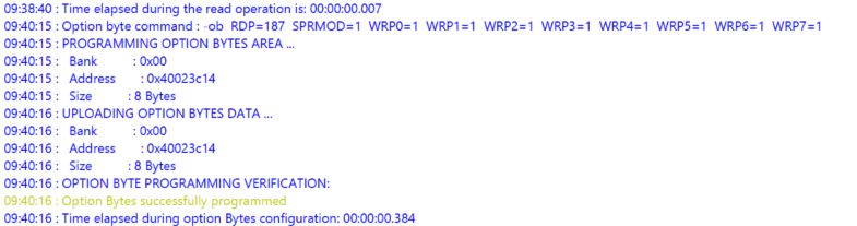 Solved: Option Byte Programming failed upon trying to modi... - STMicroelectronics Community