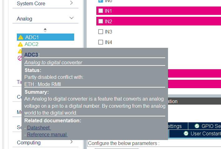 Solved: Conflicting pins when using ADC - STMicroelectronics Community