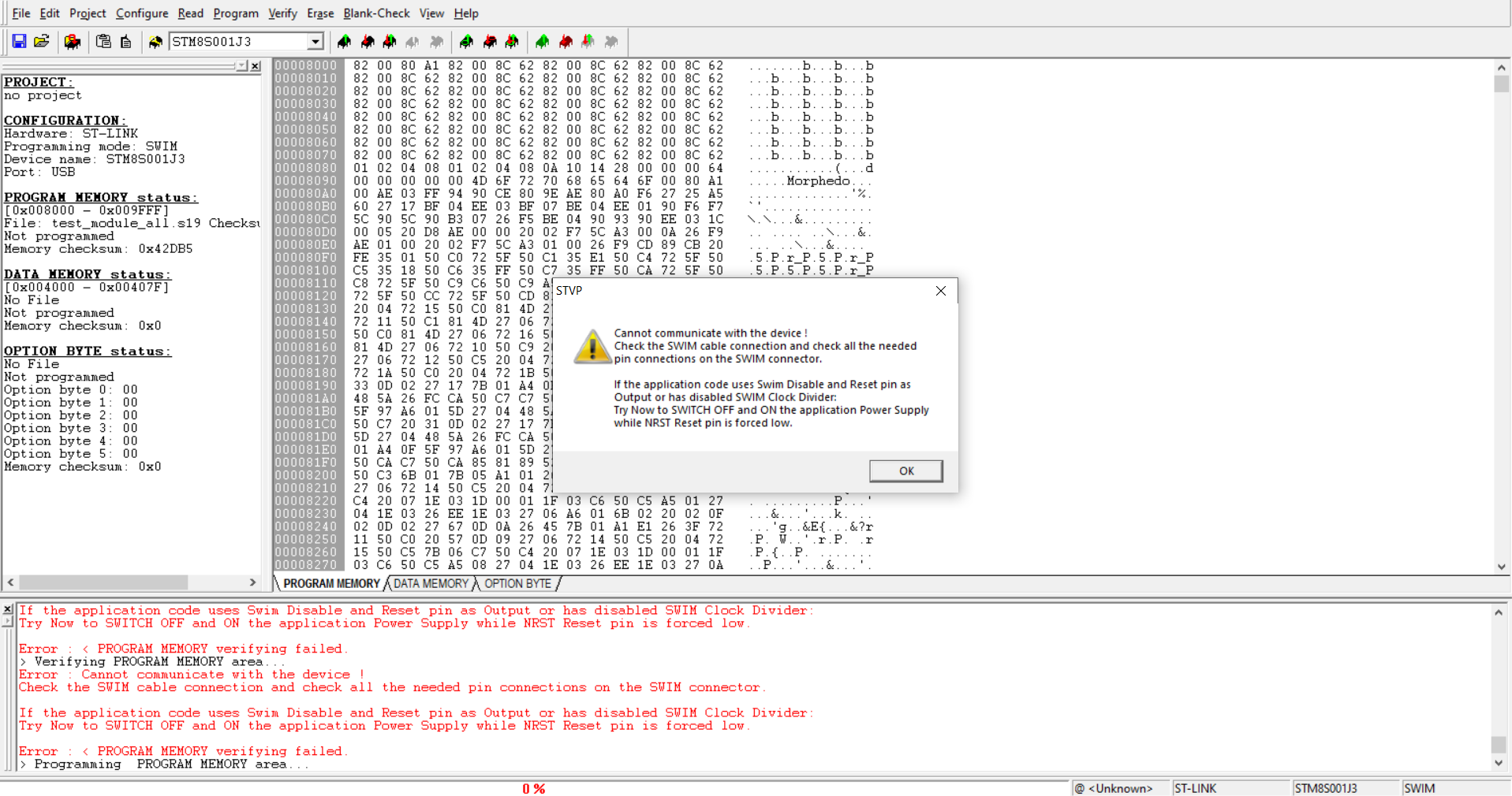 Quarry About STM8S Programing Erase - STMicroelectronics Community