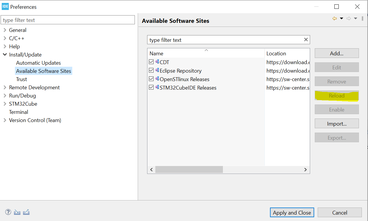 Stm32cubeide Error When Checking For Updates Stmicroelectronics Community