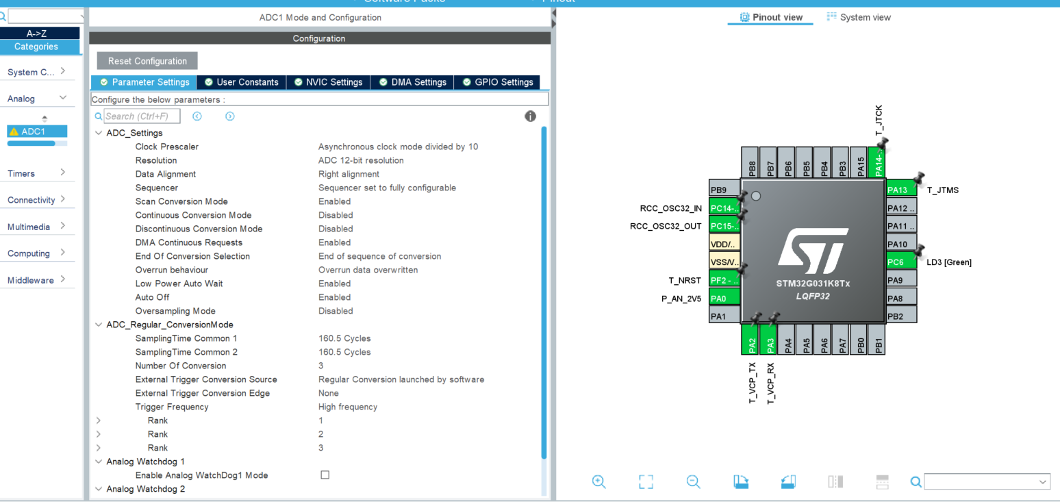 Solved: NucleoG032k8 My DMA measurements from ADC are bad.... - STMicroelectronics Community
