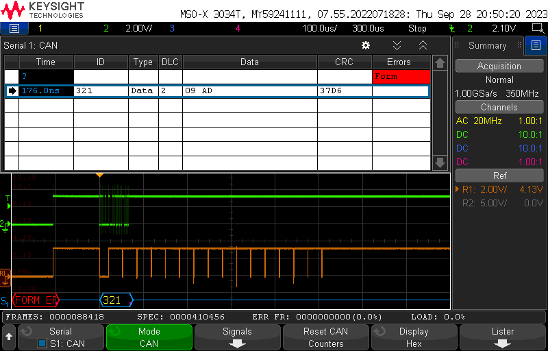 Solved Fdcan Is Not Sending Messages In Normal Mode Stmicroelectronics Community