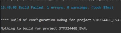 Solved: nothing to build for project STM32446E_EVAL - STMicroelectronics Community