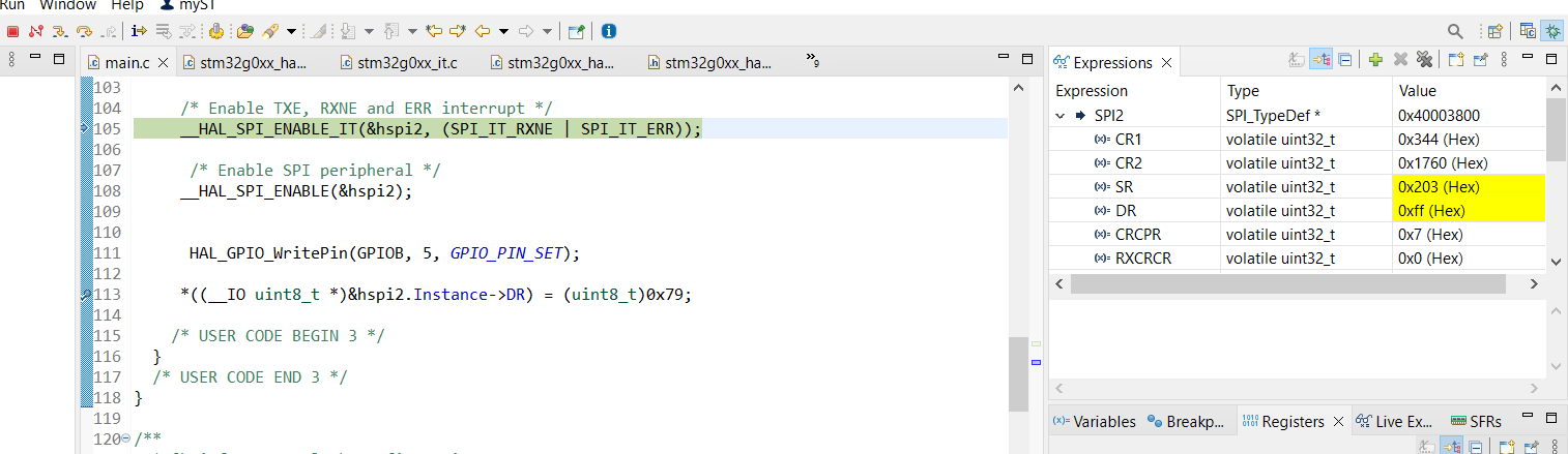 Solved Unable To Write Data Into Spi2 Dr Register In Stm Stmicroelectronics Community