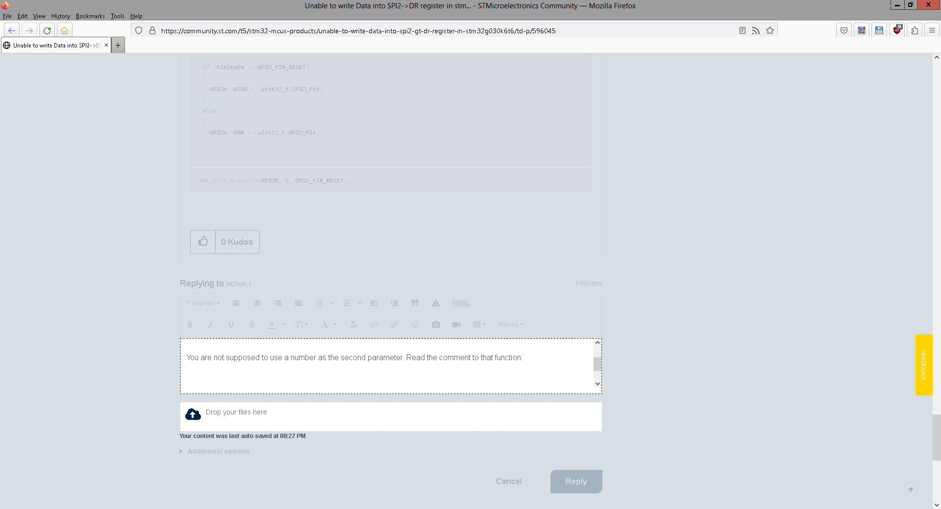 After drag-and-drop to editor pane, whole page sha... - STMicroelectronics Community
