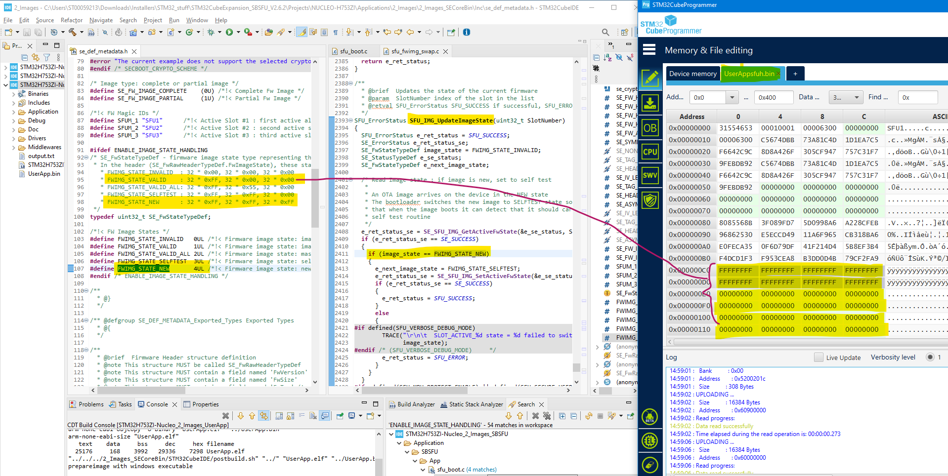 Issues generating Firmware image with FWIMG_STATE_... - STMicroelectronics Community