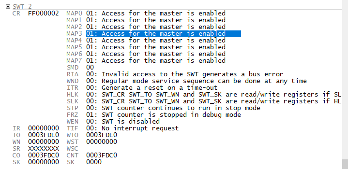 SPC572l SWT can't enable - STMicroelectronics Community