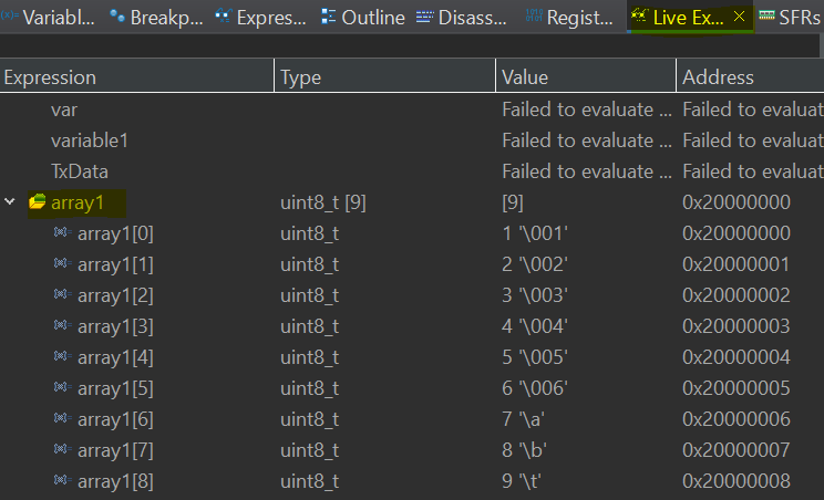 CubeIDE live expression Bug Report - STMicroelectronics Community