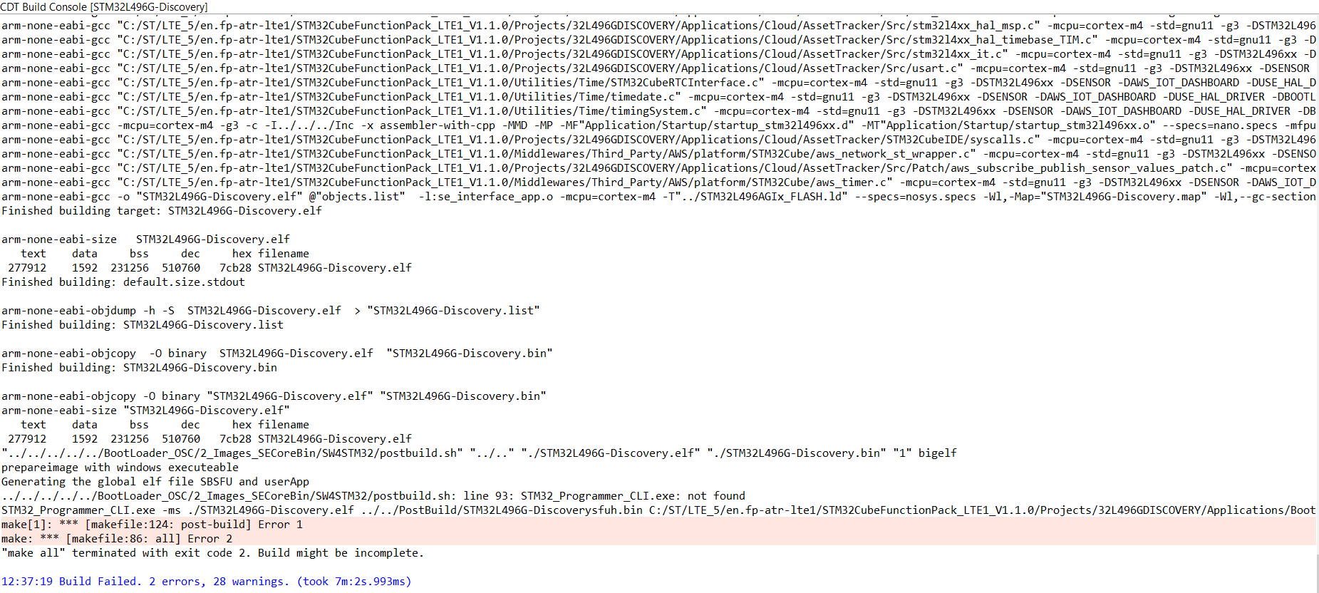 Solved: Unable to build example project for P-L496G-CELL02 - STMicroelectronics Community