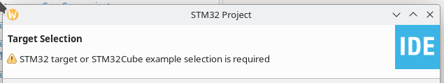 Warning STM32 target or STM32Cube example section ... - STMicroelectronics Community
