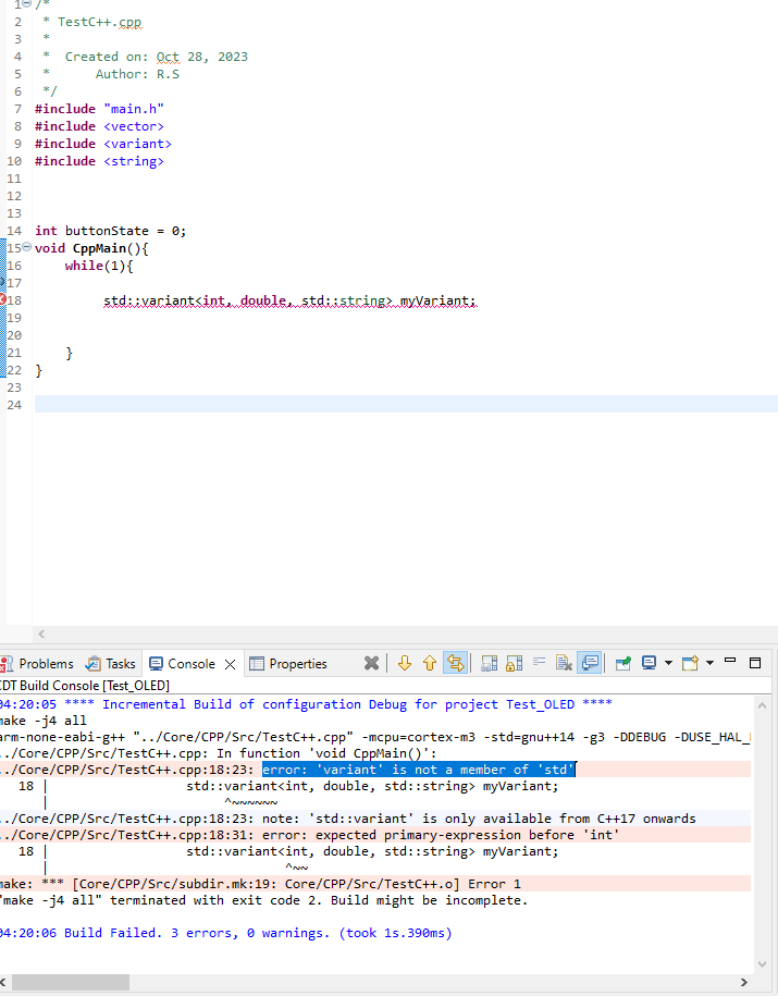 Cubeide standard c++ library - STMicroelectronics Community Cubeide standard c++ library - STMicroelectronics Community