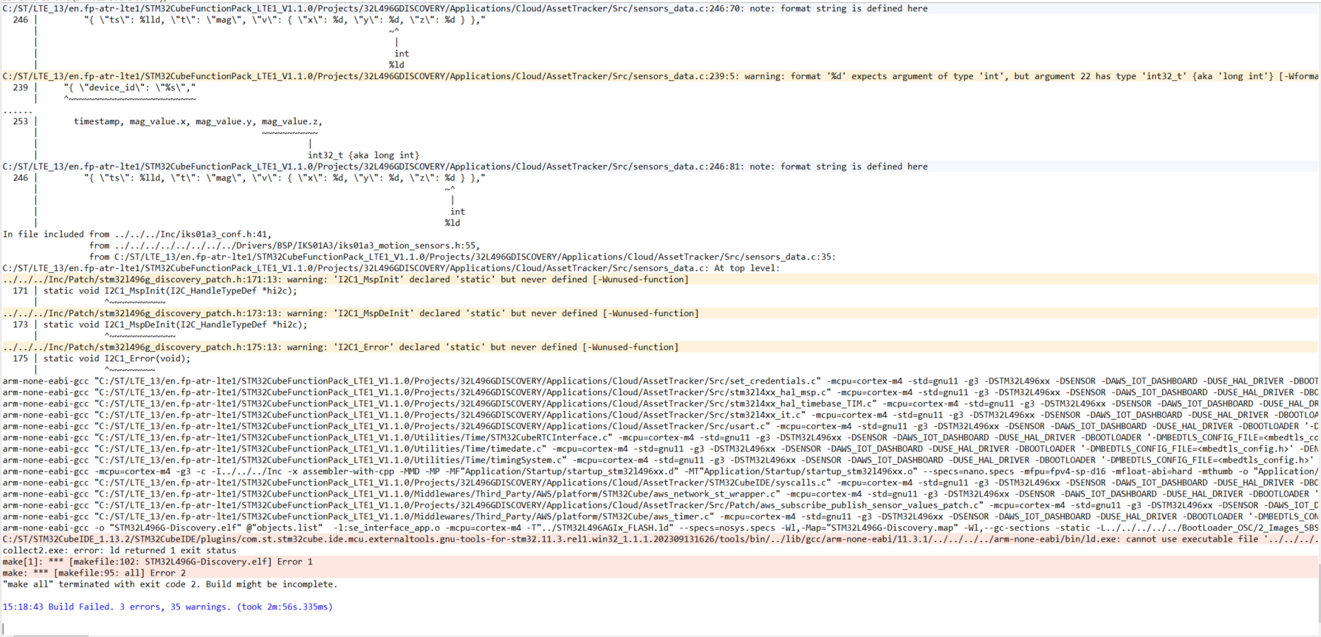 Solved Unable To Build Example Project For P L496g Cell02 Stmicroelectronics Community