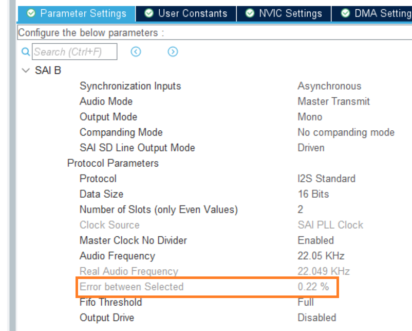 What is SAI "Error between selected"? (CubeMX bug?... - STMicroelectronics Community